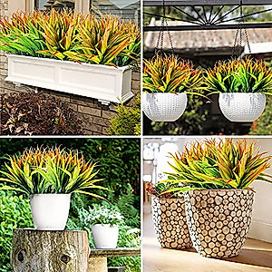 CLONG 4pcs Artificial Fake Grass Plants Faux Fake Grasses Plastic Plant Greenery (Orange and Green)