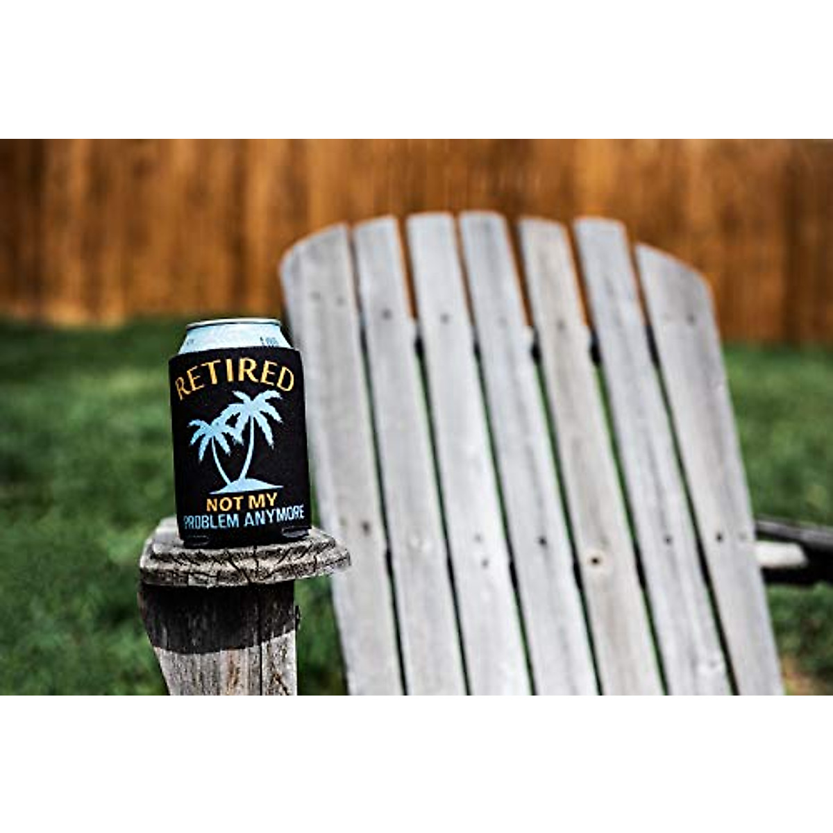 Retirement Can Coolers - 6 Pack - Retirement Stocking Stuffer - Retired Not My Problem Anymore Thermocoolers - Funny Retirement Gifts for Women and Men - Insulated Drink Holder with Palm Trees