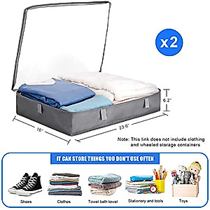 NiHome 𝐒𝐭𝐨𝐫𝐚𝐠𝐞 𝐁𝐚𝐠 𝐰𝐢𝐭𝐡 𝐙𝐢𝐩𝐩𝐞𝐫 𝟐-𝐏𝐚𝐜𝐤 for Under Bed Storage Container - Organize Shoes, Toys and Clothing Under Bed - Space Saving