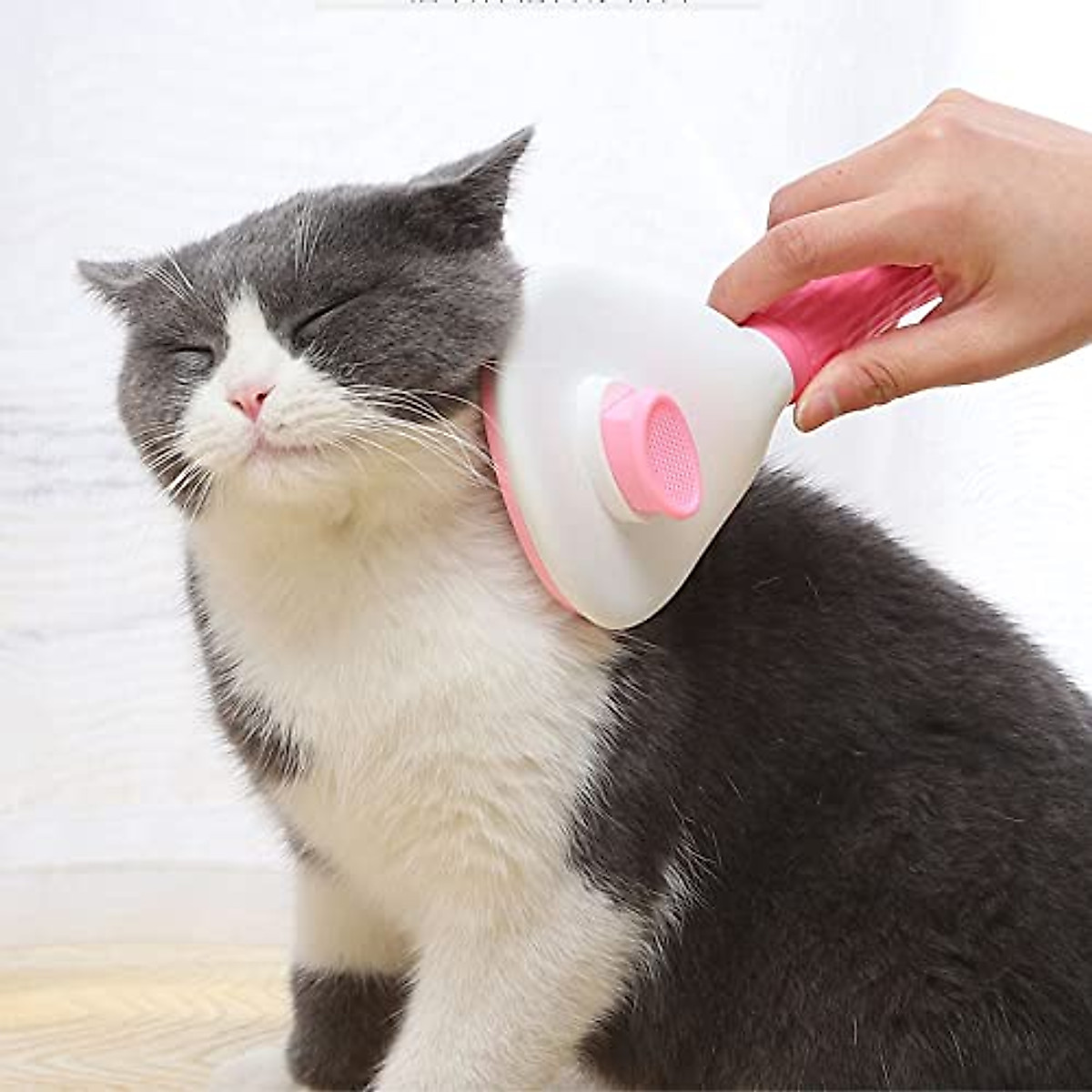 Self-Cleaning Slicker Brush Comb - Best Pet Cat Dog Grooming Long Short Hair - Shedding Loose Undercoat Tangled Haired Removes Tool - Pink
