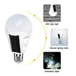 Shinelan 4 Pack LED Solar Emergency Light Bulbs for Home Power Failure, E26/E27 7W Rechargeable Battery Backup Bulb, Hurricane Supplies for Home, White Daylight 6000k Outdoor Hiking Camping Light