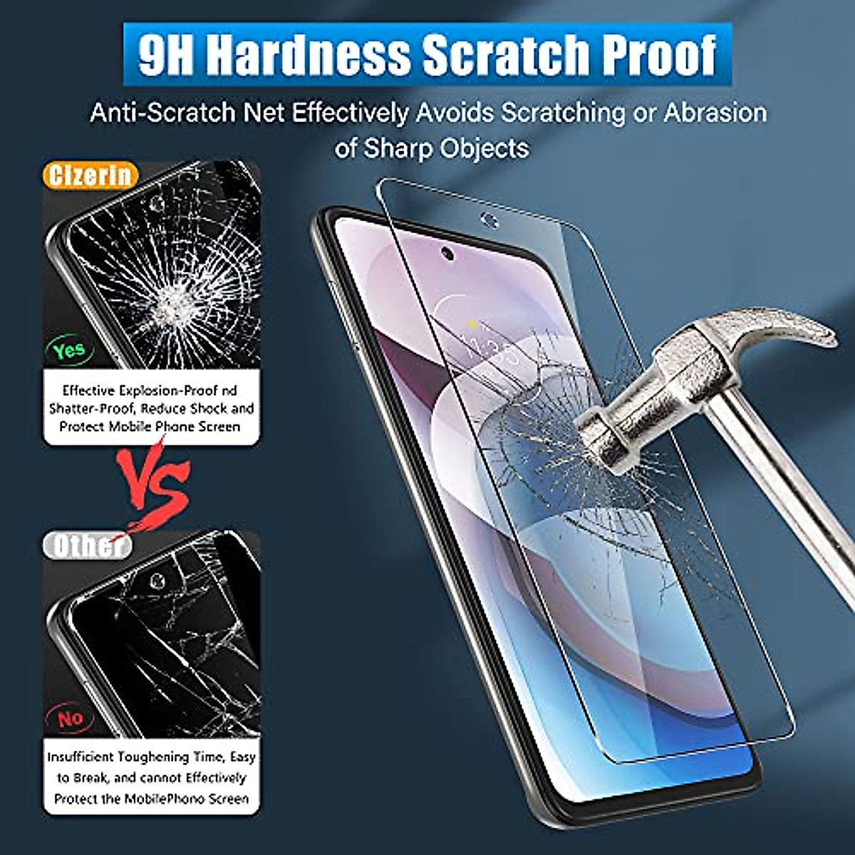 Cizerin [2+2 Pack] Tempered Glass Screen Protector for Motorola Moto One 5G Ace/ 5G UW Ace/G 5G- and Camera Lens Protector - Anti-fingerprint - Shatter Proof - 【Not for Moto One 5G/One 5G UW】