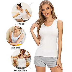 Rosyline 4 Piece Women Tank Tops Basic Sleeveless Undershirt Layering Tanks Black/Grey/White/Pink M