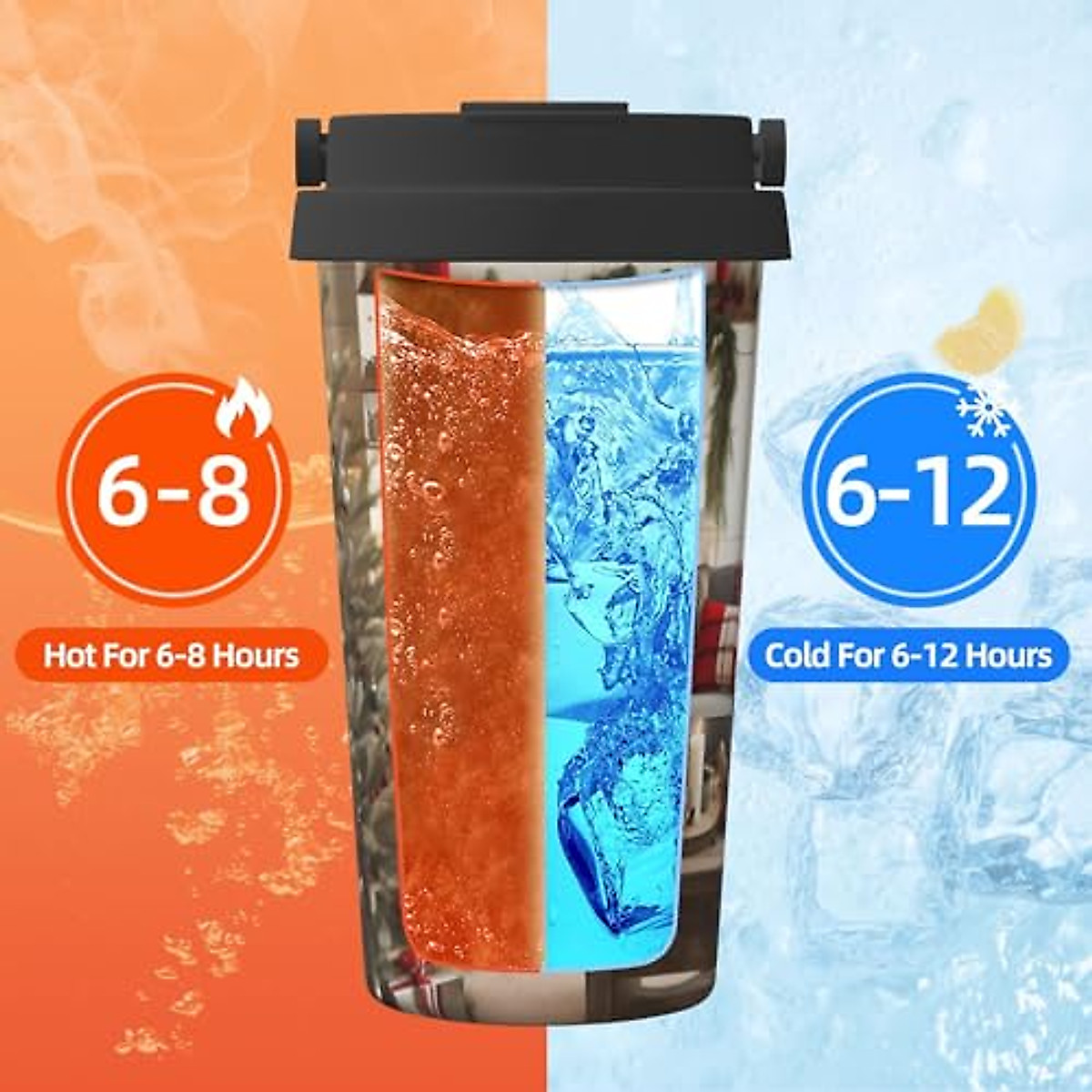 WANGXUEE Farmhouse Christmas Parrern Print 500ml Stainless Steel Travel Tumbler Double Wall Vacuum Insulated Coffee Mug