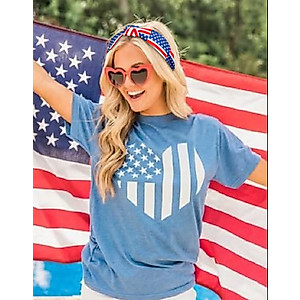 American Flag Headbands for Women Knotted 4th of July Headband Accessories for Women Patriotic USA Hair Band Top Knot Hair Hoops Girls Independence Day 4 Pack Red White and Blue Women Head Bands