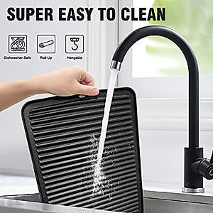 Walfos Dish Drying Mat for Kitchen Counter, Heat Resistant Silicone Dish Mats, Multi-Purpose Kitchen Drying Mats for Counter Top, Sink, 16x12 Inch