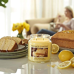 Village Candle Lemon Pound Cake 16 oz Glass Jar Scented Candle, Medium