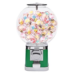Freestanding Vending Machine Lockable Large Capacity Candy Gumball Dispenser Machine Classic Gumball Bank Commercial Vending Machine for Kids Child Birthday Christmas Party, Green