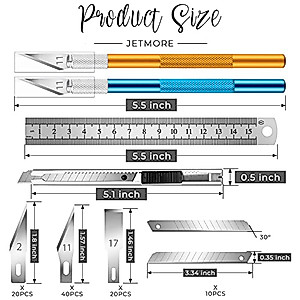 Jetmore 94 Pack Exacto Knife Craft Knife Kit, 2 Precision Exacto Knife Set, 80PCS #2/#11/#17 Hobby Knife Blades with Storage Case, Exacto Knife ​for DIY, Art Work, Cutting, Carving