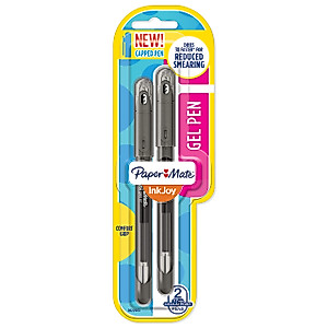 Paper Mate InkJoy Gel Pens Medium Point (0.7mm) Capped, 2 Count, Black (2022983)