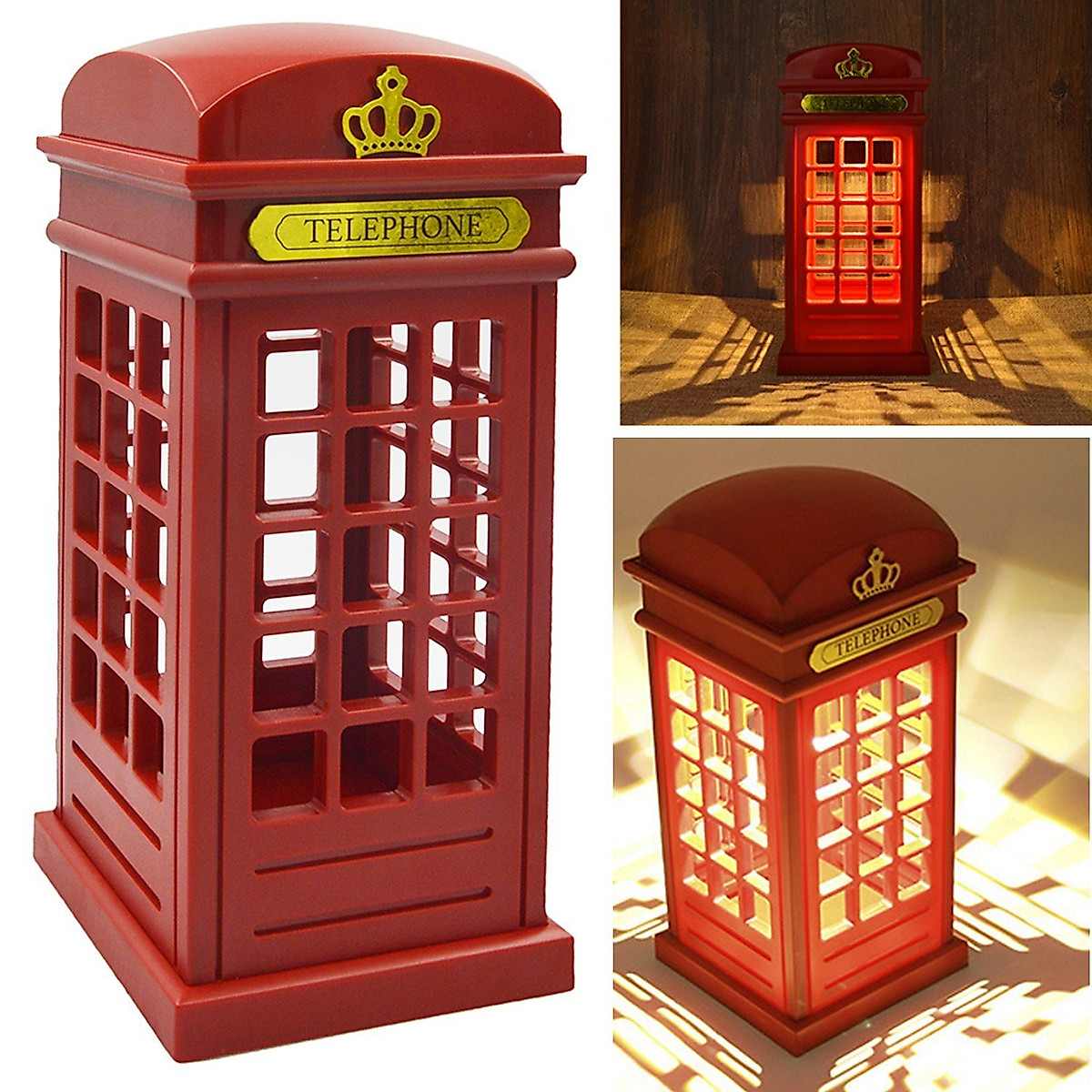 Anten Telephone Booth Vintage London Designed USB Charging LED Night Lamp Touch Sensor Table Desk Light Touch Panel Power-Saving Light Bedside Lamp
