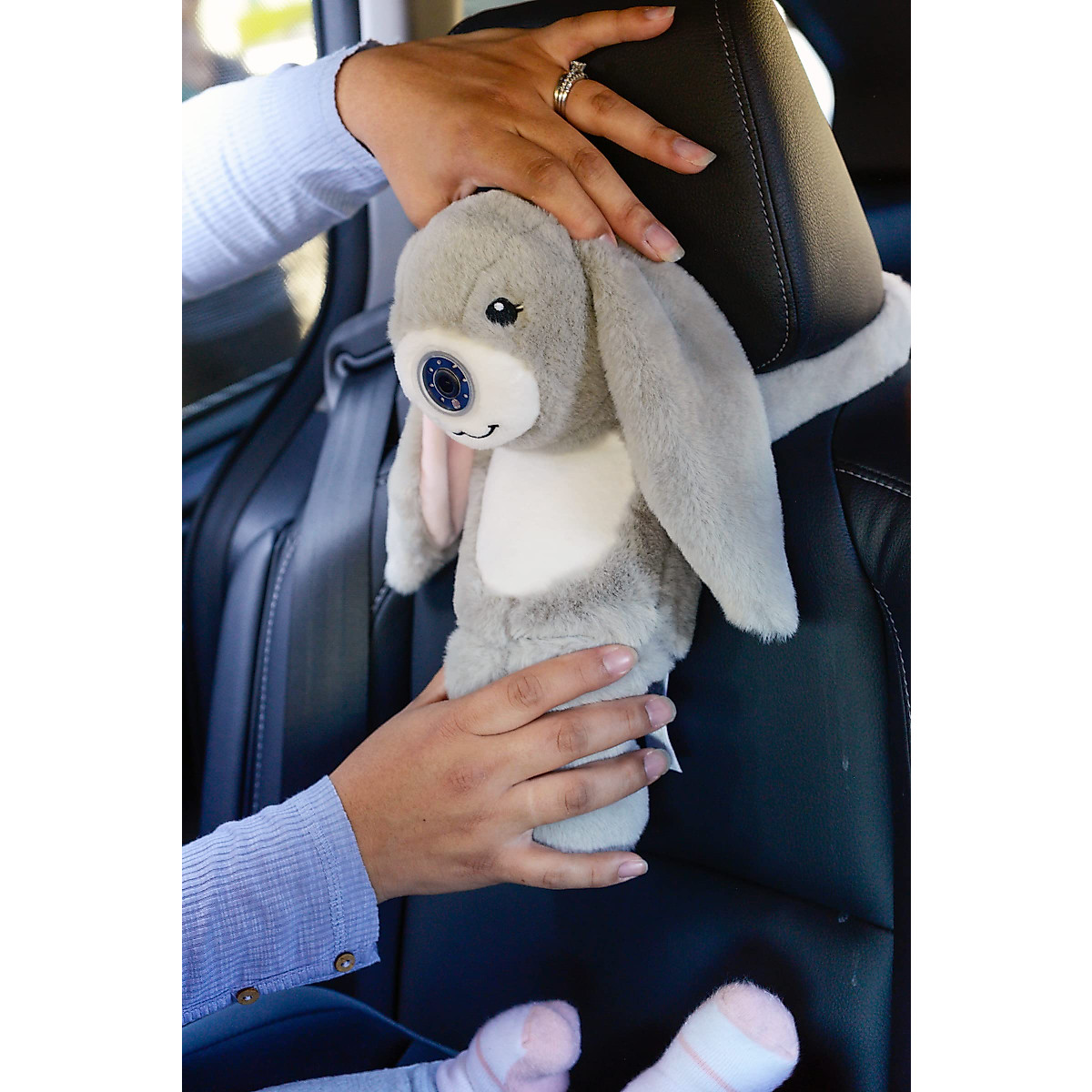 zooby Car Baby Monitor Helps Reduce Distracted Driving! Our Cuddly Plush Monitor That Babies Love Serves as a Soothing Companion for Baby so You Can Drive with Complete Peace of Mind - Bailey Bunny
