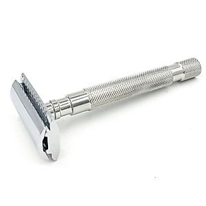 Parker 64S Stainless Steel Handle Double Edge Safety Razor & 5 Premium Blades