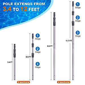 Sepetrel Pool Pole - Professional 12 Foot Telescoping Swimming Pool Cleaning Poles,Adjustable 2 Piece Telescopic Pole,for Skimmer Net,Brush,Vacuum Head