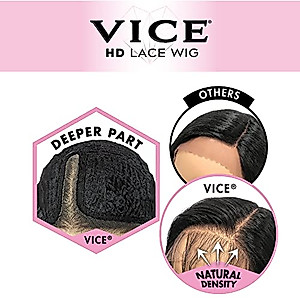 Sensationnel Vice lace front wigs - unit 16 5 inch Deep part synthetic preplucked hairline (1 JETBLACK)