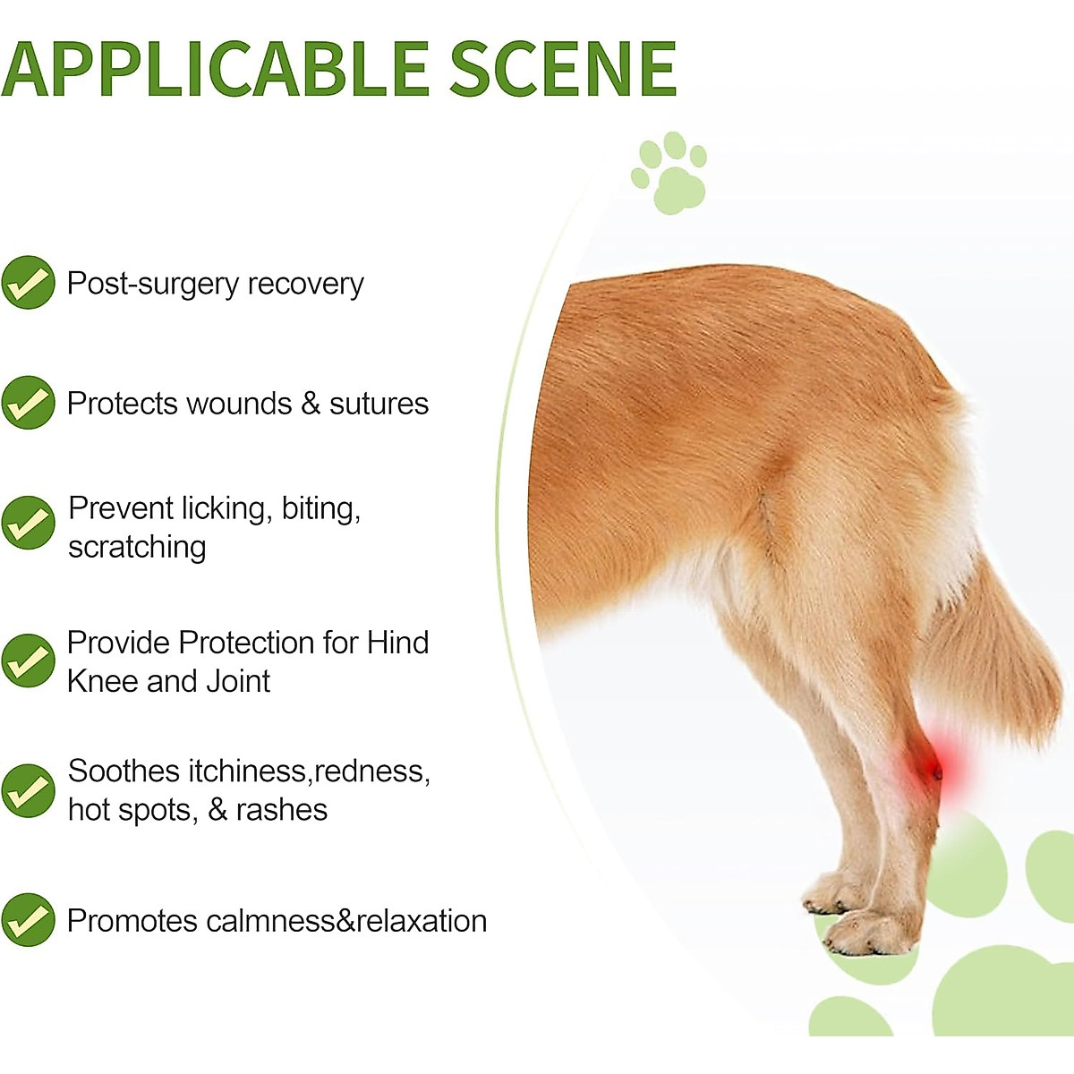 Furtent Dog Leg Sleeve to Stop Licking, Abrasion Resistant 4 mm Thick and Washable Recovery Sleeve, Surgical Suit Large Dogs Rear Leg to Prevent Licking for Dogs