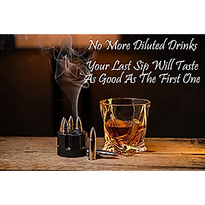 Luxury Whiskey Glass Set of 2, Gift Set in Wooden Box, Includes 6 Whiskey Ice Stones, Velvet Bag and Stainless Steel Tongs. Great Gift for Men, Dad, Christmas.
