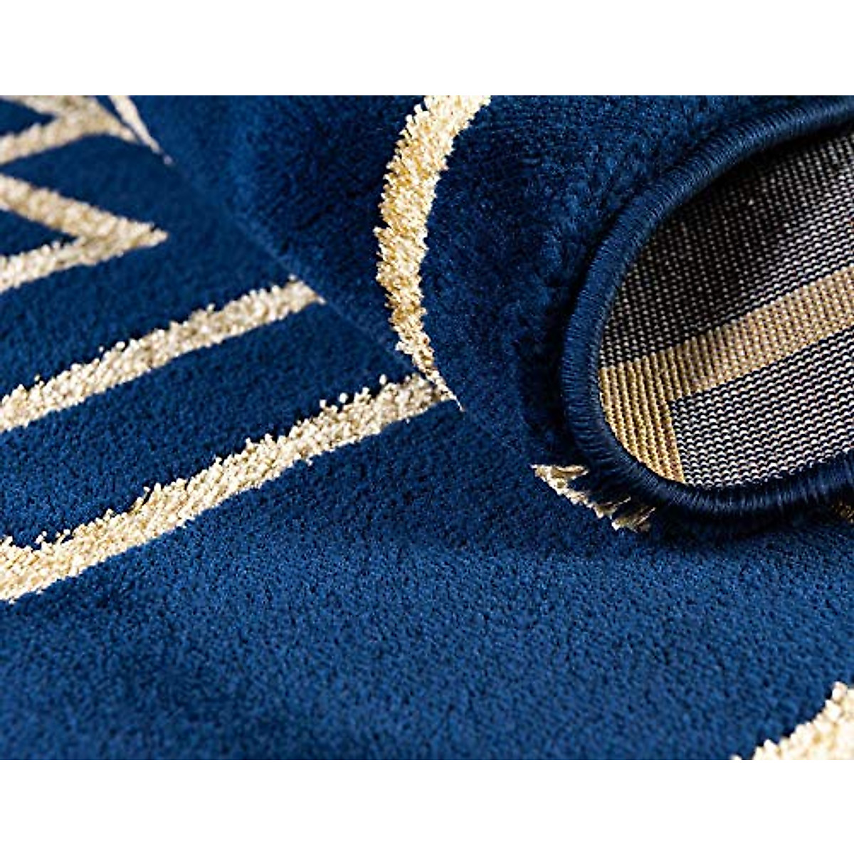 Unique Loom Marilyn Monroe Glam Collection Area Rug - Deco (5' 3' x 8' Rectangle, Navy Blue Gold/ Gold)