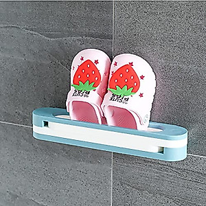 CARURLIFF Wall Mounted Shoe Rack Organizer for Bathroom, Over the Door 3 in 1 Foldable Slipper Rack (Grey)