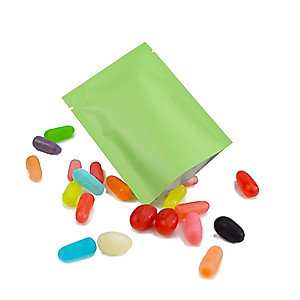QQ Studio Matte Food-Safe Foil Heat Sealing SlickSeal™ Pouches for Confections and Candy (200 Green, 2" x 3")