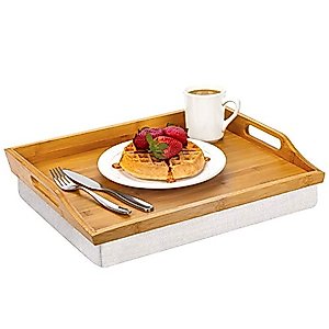 Rossie Home Bamboo Bed Tray Lap Desk with Detachable Cushion, Serving Tray - Natural - Fits up to 15.6 Inch Laptops - Style No. 76107