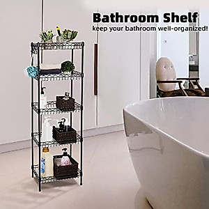 Guangfoshun Storage Shelves, 5-Tier Wire Shelving Unit with Baskets Storage Rack Corner Shelf Shelving Adjustable Storage Shelf, 11.8" D x 15.7" W x 63" H, Black