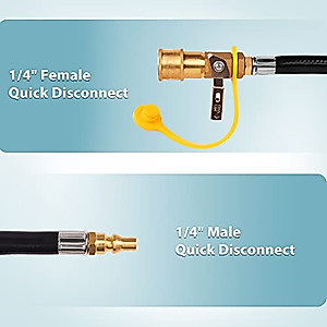 SHINESTAR RV Propane Quick Connect Kit, 12FT Quick Connect Propane Hose & 1/4" Quick-Disconnect Propane Adapter Fitting