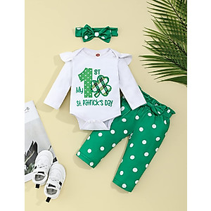 bilison My First St.Patrick's Day Outfit Baby Boy Girl Clothes Green Leaf Clover Pants Set