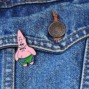 Pink Patrick Funny Star Hard Enamel Pin Brooch Buttons Jewelry for Jackets Jeans Backpack Cloth Lapel Bag Hat Gift for SpongeBob Cartoon Series Lovers Women Men Girl Boy