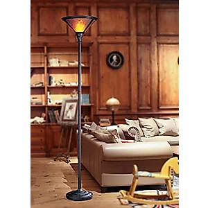 Cal Lighting BO-469 Floor Lamp with Mica Glass Shades, Rust Finish Antique Bronze, 23.5x16.8x9.5