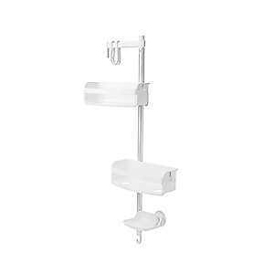 Umbra Flipside Flex Pole Shower Caddy, Adjustable Shower Caddy with Flex Gel-Lock Technology, Works on Rail and Hand-Held Showers, White/Nickel Finish