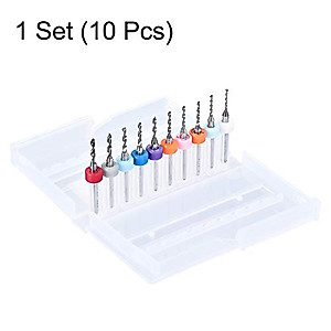 uxcell PCB Drill Bits 1.1mm-2.0mm Tungsten Carbide Rotary Tool Jewelry CNC Engraving Print Circuit Board Micro Drill Bits 1/8 Inch Shank 1 Set (10 Pcs)