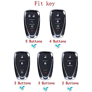 Royalfox 3 4 5 6 Buttons 3D Bling Diamond Rhinestones Smart Remote Key Fob Case Cover for 2016 2017 2018 2019 2020 2021 2022 Chevrolet Malibu Camaro Cruze Traverse Spark Sonic with Key Strap (Silver)