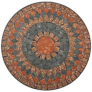 WEHUOSIF Mosaic Bistro Table,Pool Side Table,Plant Stand,Drink Table,Bar Table,Coffee Table,Lawn Table,Entrance Tables,for Garden, Patio, Lawn, Home, Indoor, Outdoor,Orange/Gray 23.6" Ceramic