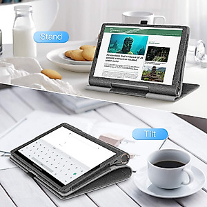Fintie Case for Lenovo Yoga Smart Tab 10.1 (YT-X705F) Tablet, Premium Vegan Leather Slim Fit Case Folio Stand Protective Cover with Auto Sleep/Wake Feature, Gray