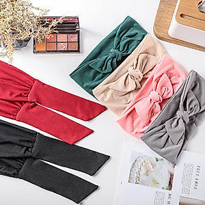 WILLBOND 6 Pieces Tie Headband for Women, Adjustable Headbands, Knotted African Headbands, Yoga Elastic Non Slip Floral Hair Bands for Running Hiking Cycling Workout (Without Patterns)