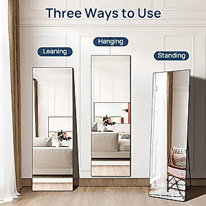 YSSOA Full Length Mirror 65" x22, Floor Mirror, Standing Mirror, Leaning Mirror, Full Body Mirror, Large Mirror, Bedroom Mirror with Aluminum Frame, Black