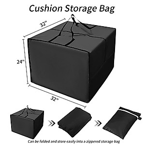 Outdoor Cushion Storage Bag, Outdoor Patio Cushion Storage Bags, Patio Furniture Cover with Zipper and Handles, Large Outdoor Cushion Storage Bag (32 * 32 * 24inch)