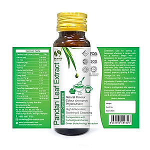 Pandan Extract Concentrate for Bakery & Beverage 60g | Standardized Plant Extract of the East, Fresh Natural Asian Gourmet Flavoring Ingredient