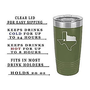 Rogue River Tactical Funny Texas Flag 20 Oz. Stainless Steel Travel Tumbler Mug Cup w/Lid Vacuum Insulated Hot or Cold (Green)