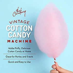 The Candery Cotton Candy Machine - Bright, Colorful Style- Makes Hard Candy, Sugar Free Candy, Sugar Floss, Homemade Sweets for Birthday Parties - Includes 10 Candy Cones & Scooper