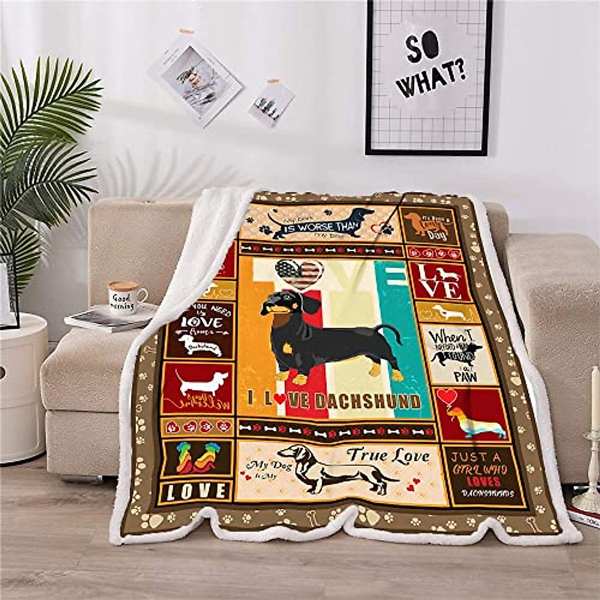 CYREKUD Dachshund Dog Blanket Throw,Dachshund Gifts for Women, Dachshund Gifts for Dachshund Lovers,Dachshund Christmas Decor,Super Soft Warm Cozy Dog Blanket for Couch Sofa Bedroom 50''x 60''