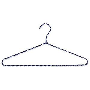 Rethink Your Room Clothes Hangers 10 Pack Stylish Fabric Wrapped Metal, Space Saving Coat, Velvet, Pant Hangers for Closet Organization, Durable Non-Slip, Navy/White Wardrobe Essentials Bulk Storage