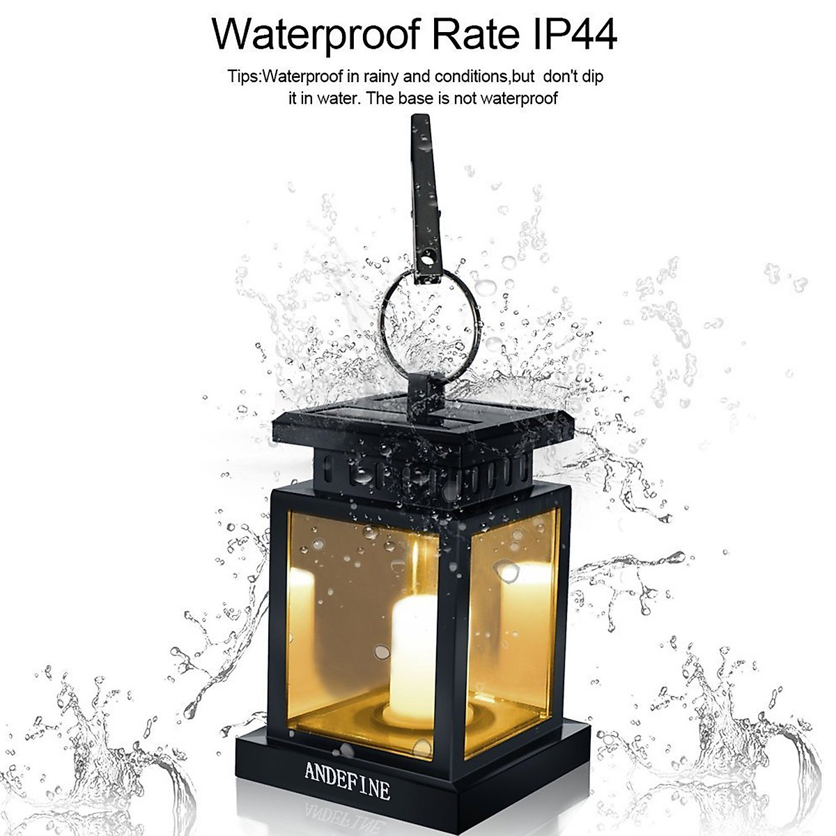 Patio Umbrella Lights - ANDEFINE Outdoor LED Solar Lanterns Waterproof Candle Lamps Decorated in Garden Porch Lawn (Yellow Light, Pack of 1)