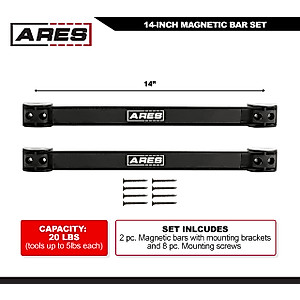 ARES 62014-2-Piece 14-Inch Magnetic Bar Set - Mounting Brackets and Screws Included - 20 lb Capacity Per Bar