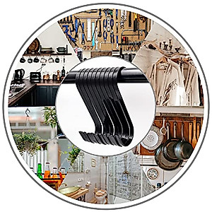 WEYEEN 10PCS Black S Hooks 4.3 inch，Heavy Duty S Hooks for Hanging Plants Outdoor Kitchenware Pan Pots Utensils Closet Clothes Bags Towels Kitchen Hooks Hanger