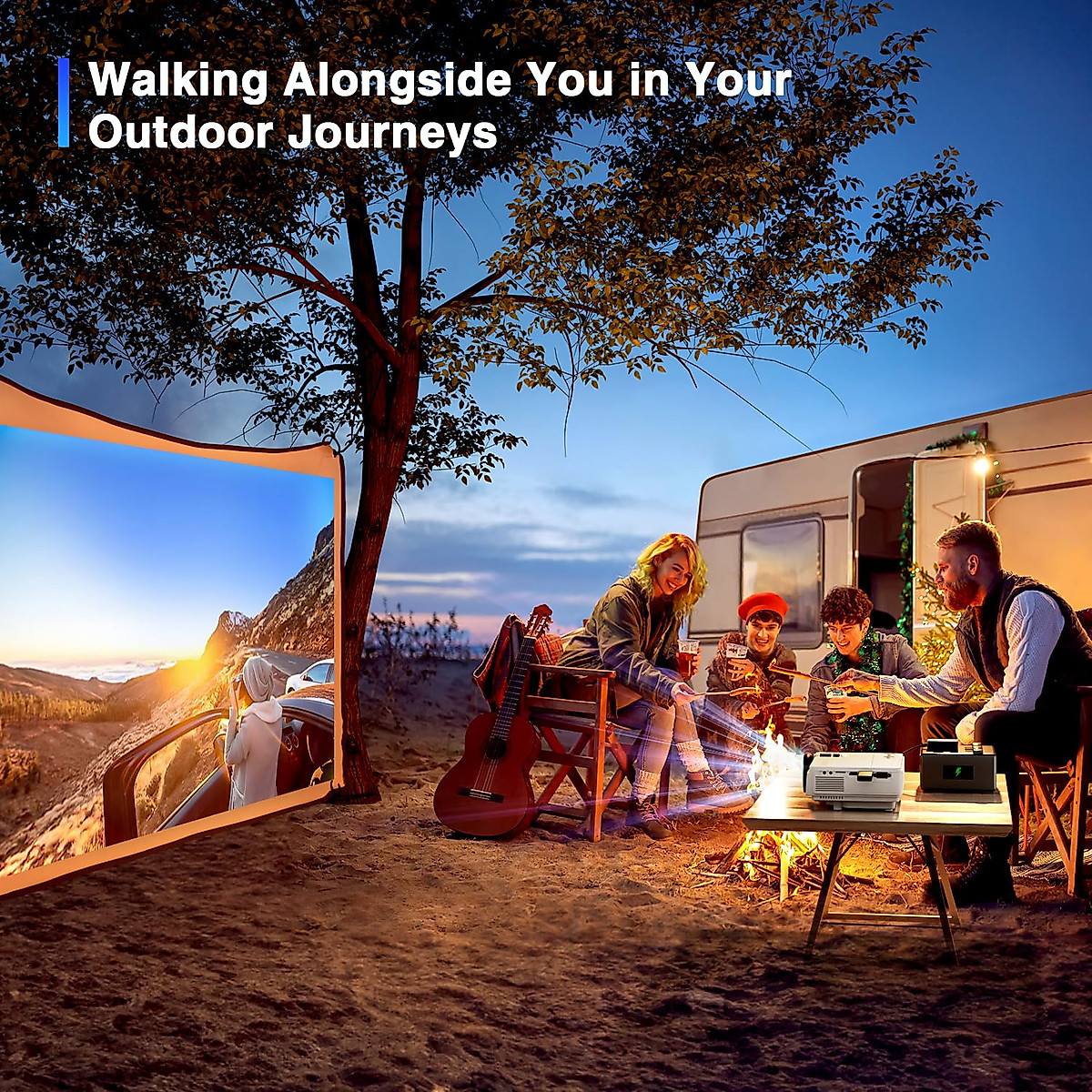 AuKing Projector, 2023 Upgraded Mini Projector, 7500 lumens Multimedia Home Theater Video Projector, Compatible with Full HD 1080P HDMI, USB, VGA, AV, Smartphone, Pad, TV Box, Laptop