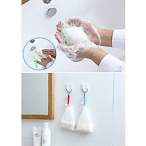 FULINJOY 10 PCS Exfoliating Mesh Soap Saver Pouch Bag Sack, Face Cleansing Foaming Nets, White Pouch with Drawstring (Color Random)