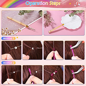 Mckanti 14 Colors Hair Tinsel Kit with Tool, 47 inch 2800 Strands Extensions for Women Girls, Fairy Glitter Sparkling Shiny Colorful Synthetic Party Daily Life Fashion