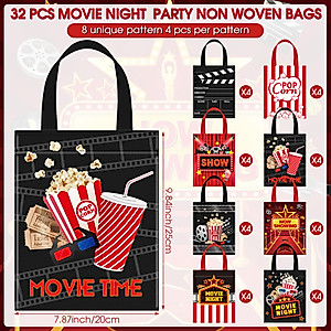 Photect 32 Pcs Movie Night Party Favor Bags Movie Theater Party Favor Treat Bags Movie Themed Non Woven Candy Goodie Gift Bags for Movie Now Showing Baby Shower Birthday Party Decoration Supplies